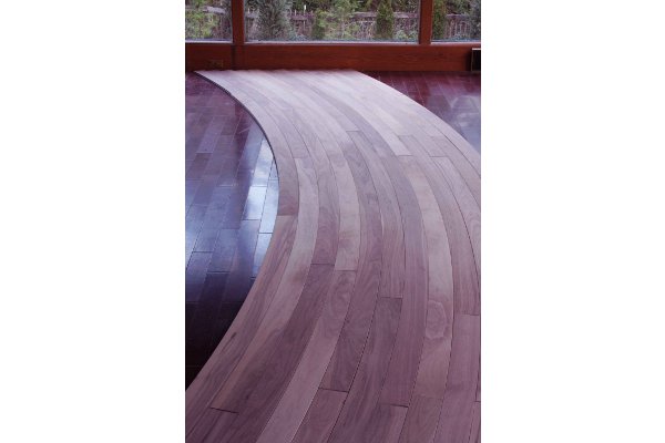 Curved flooring and wood floor medallions are made from bentwood